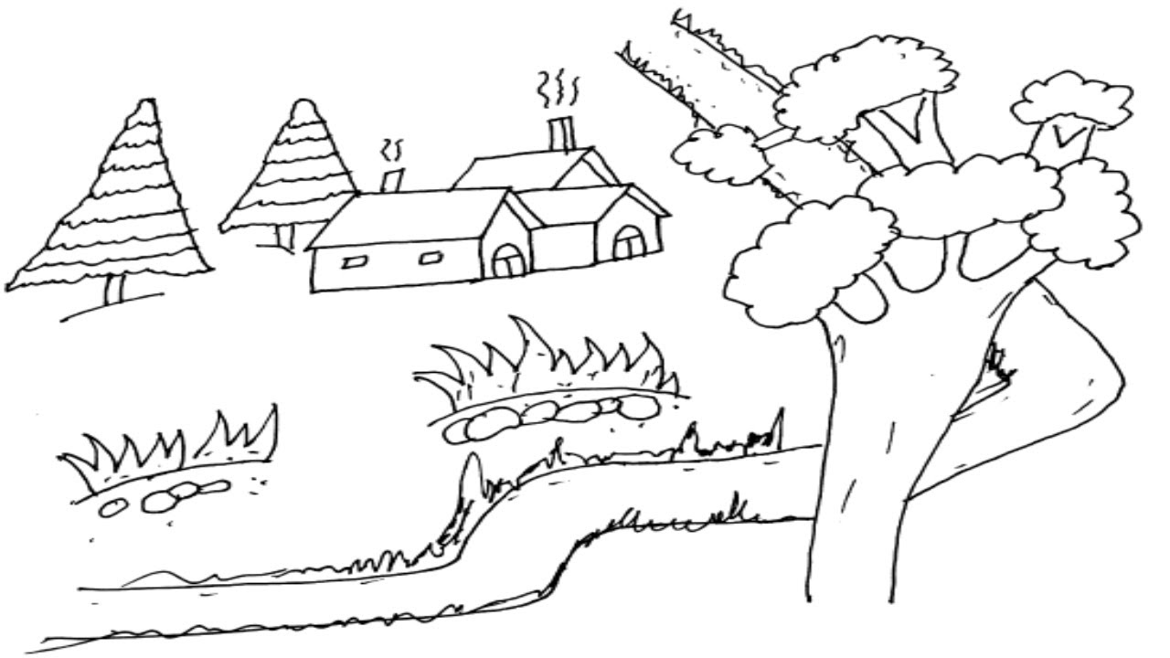 Easy Steps to Draw Natural Scenery for Beginners | Drawing Tutorial ...