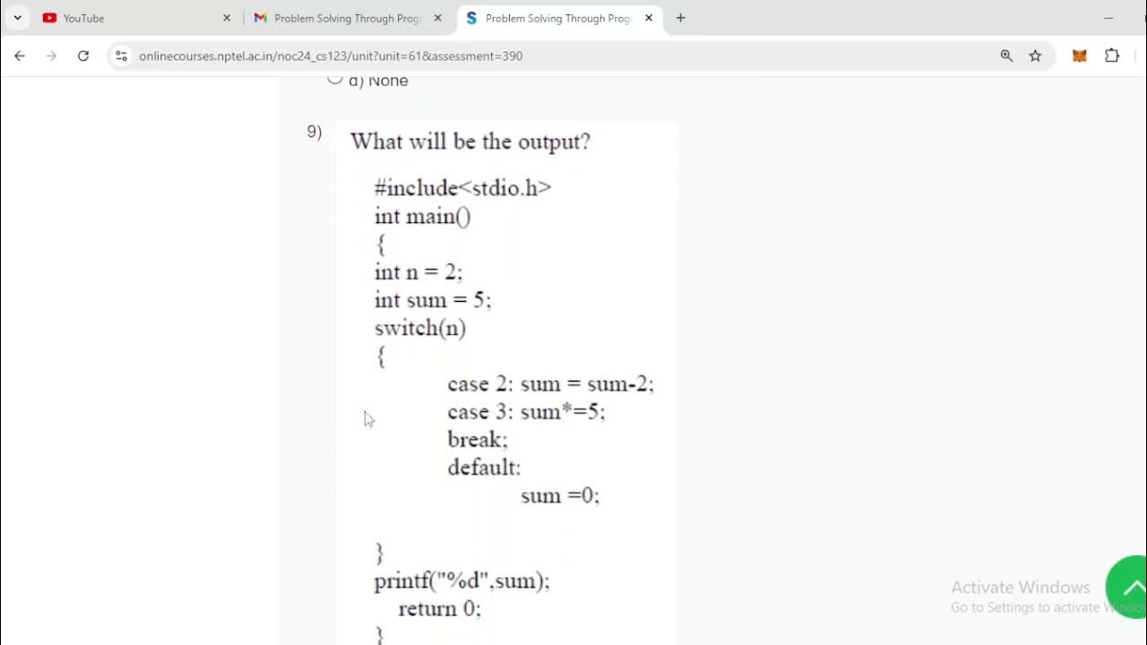 Problem Solving Through C Week6 Nptel Assignment Solutions 2024