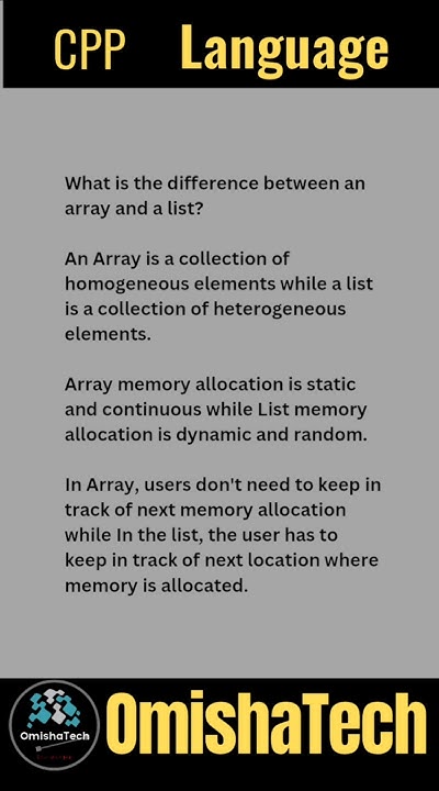 diffrence between Arrays and list in Cpp programming#arrayincpp#array # ...
