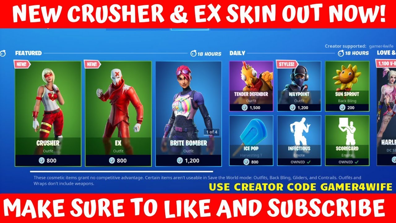NEW Crusher & Ex Skin !! Fortnite Item Shop February 12, 2020 - YouTube