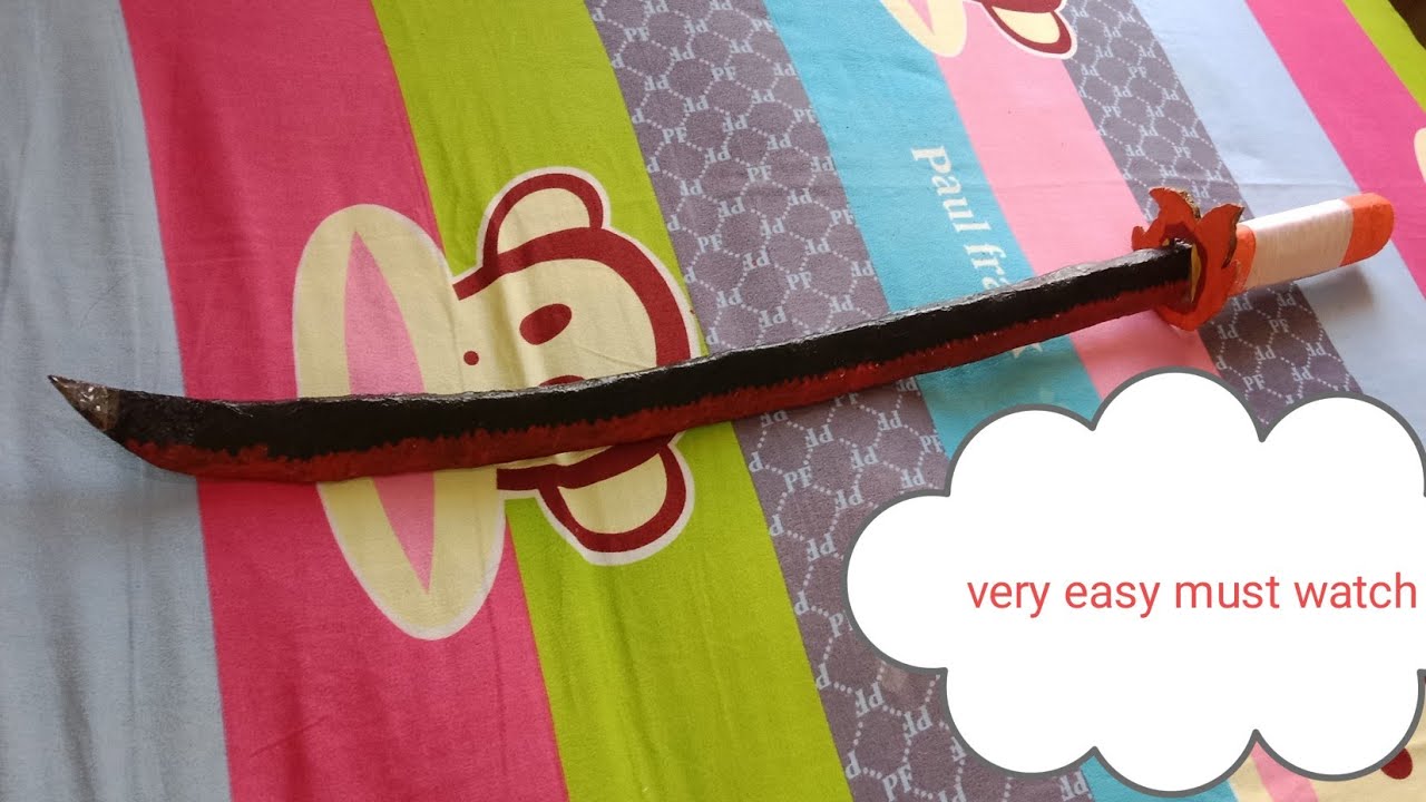 how to make kyojiro rengoku katana😍||rengoku sword||rengoku sword with ...
