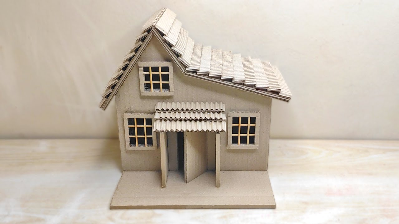 Cardboard House | Creative Cardboard Craft House Model | Step-by-Step ...