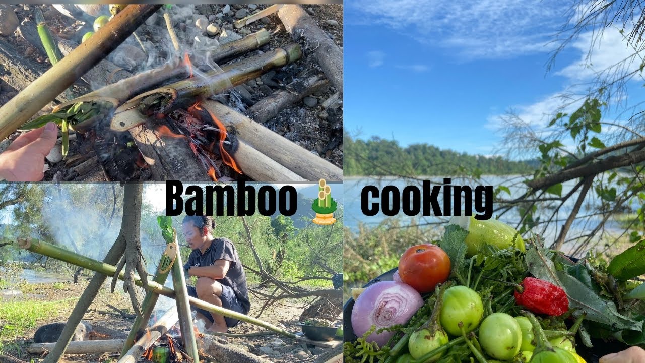 Bamboo🎍cooking by the River Bank:Rice🍚and chicken🐓|"Bamboo🎍Cooking🍲 ...