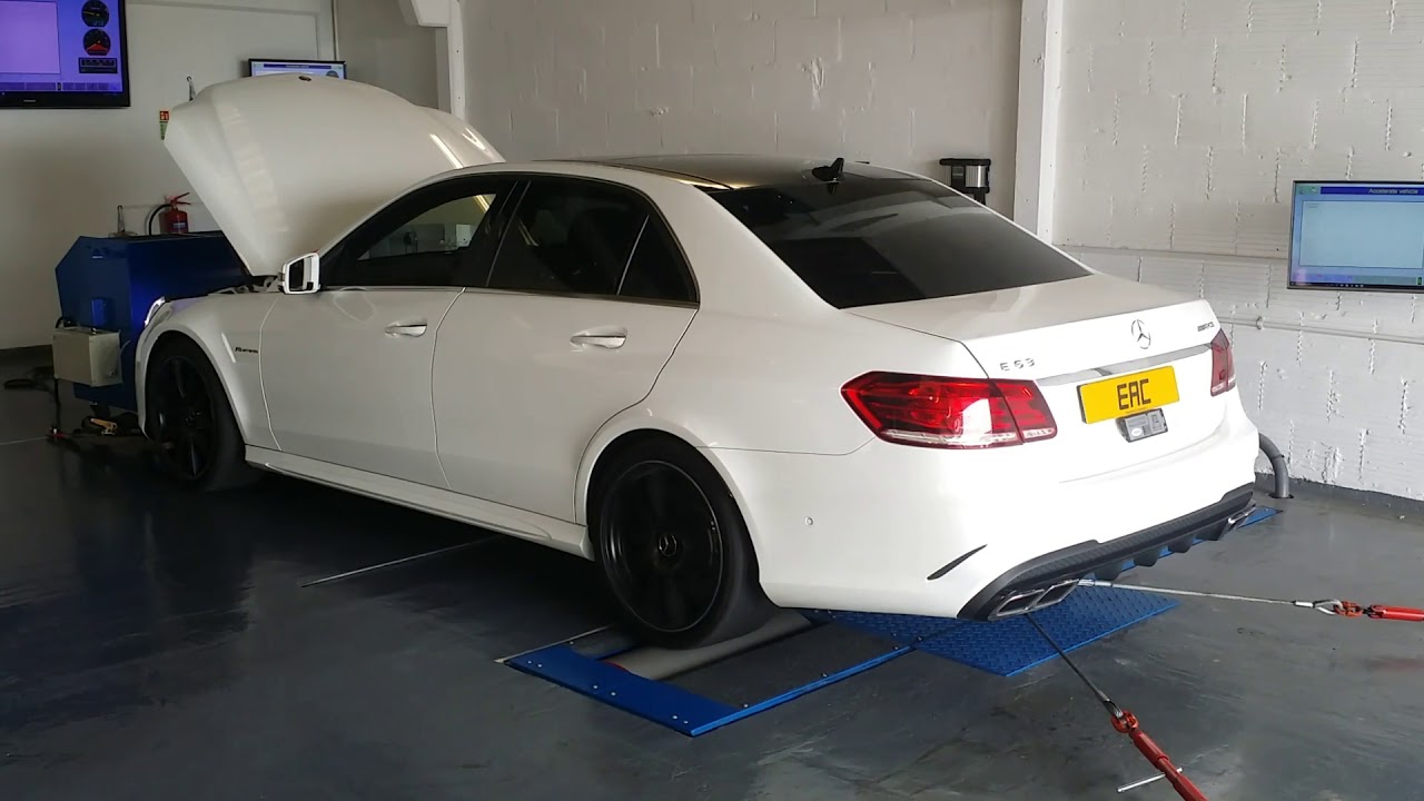 Mercedes Benz E63 twin turbo 525HP STOCK DYNO POWER RUN - YouTube