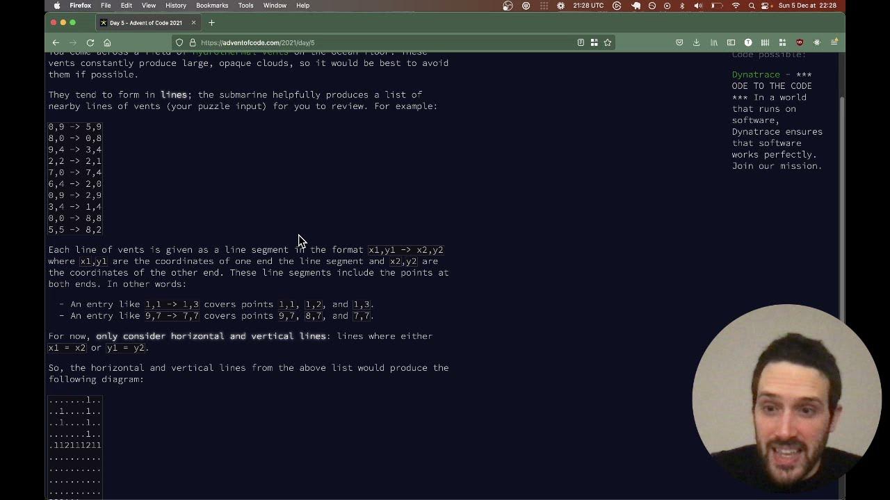 Solving day 5 of Advent of Code 2021 in JavaScript - YouTube
