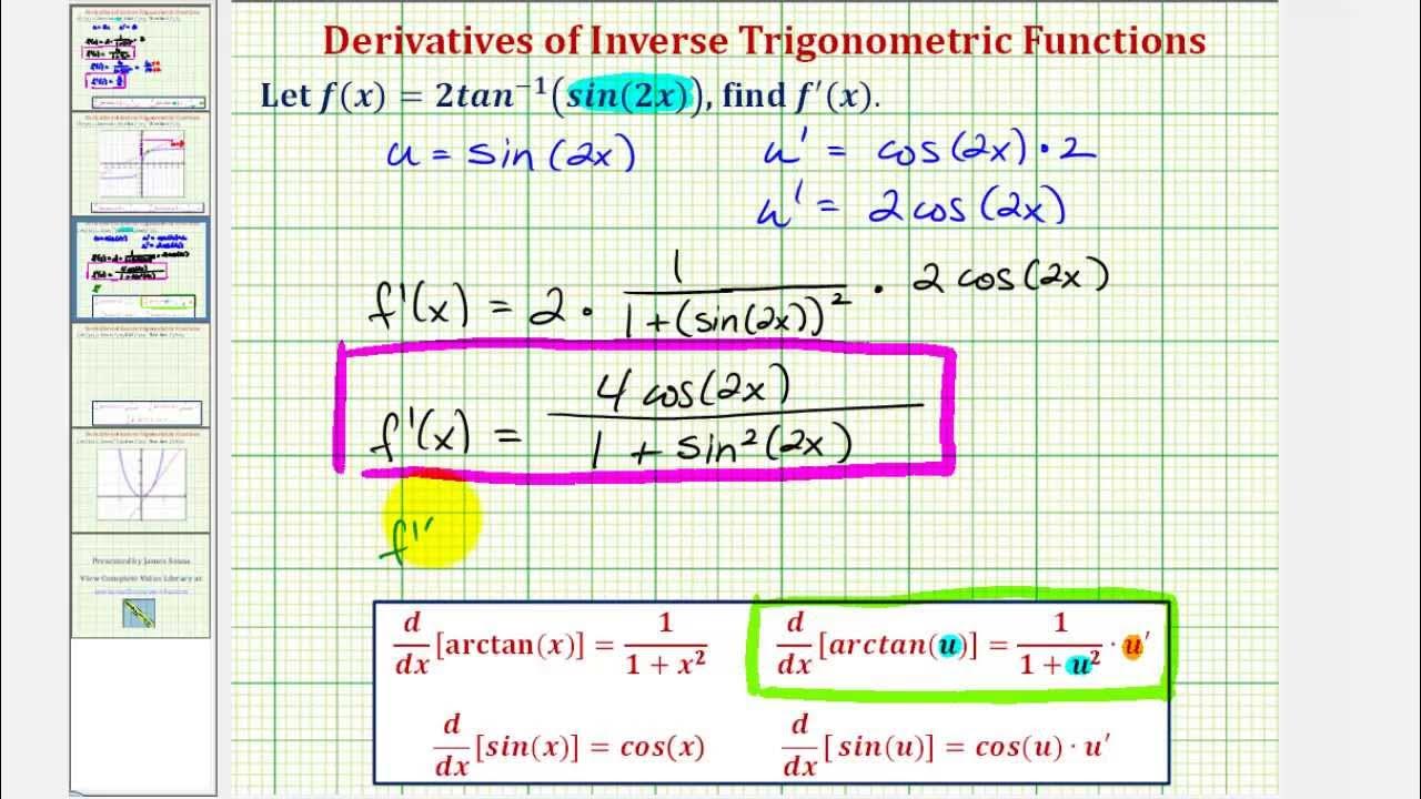 Ex: Find a Derivative of a Arctangent Function with the Chain Rule Twice - YouTube