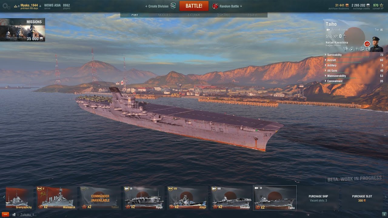 World Of Warships - IJN Carrier Taiho Gameplay - YouTube