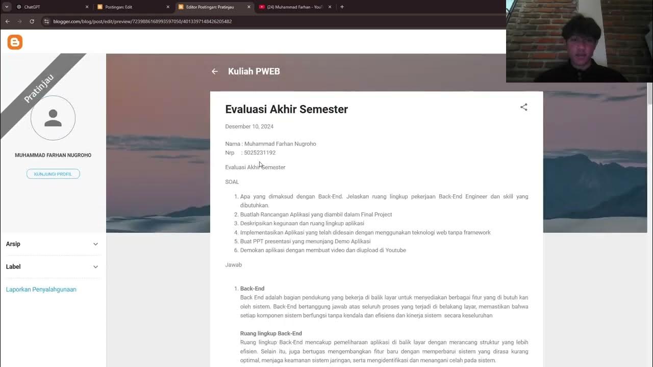 EAS PWEB E 5025231192 MUHAMMAD FARHAN NUGROHO - YouTube