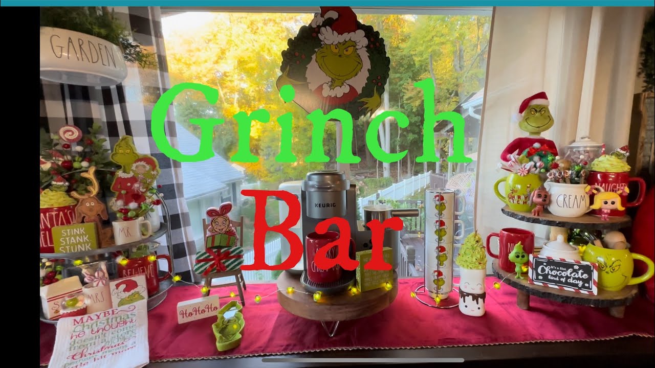 Christmas decorate cocoa/coffee bar. ( grinch theme)2022 - YouTube