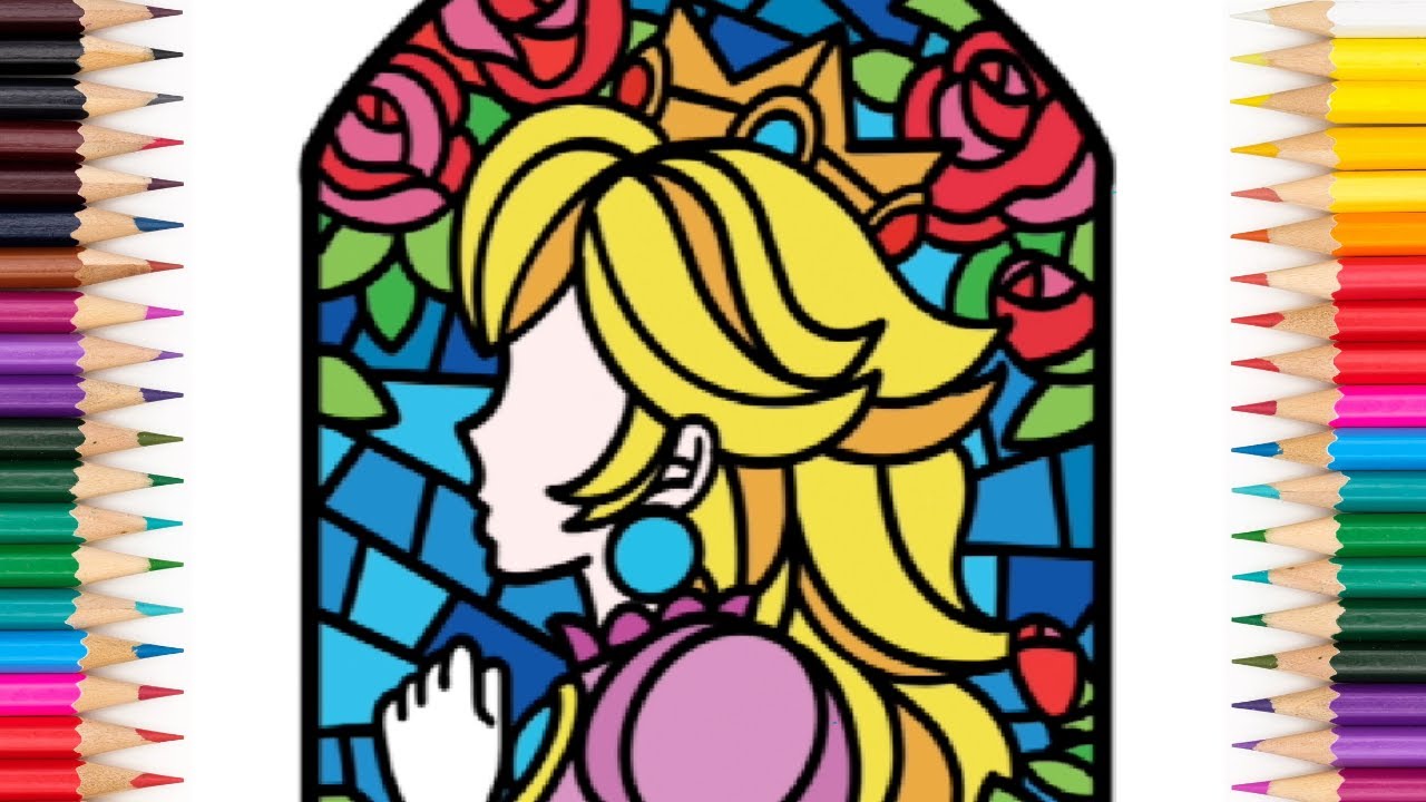 Coloring Princess Peach Castle Stained Glass Window - Mario Coloring ...