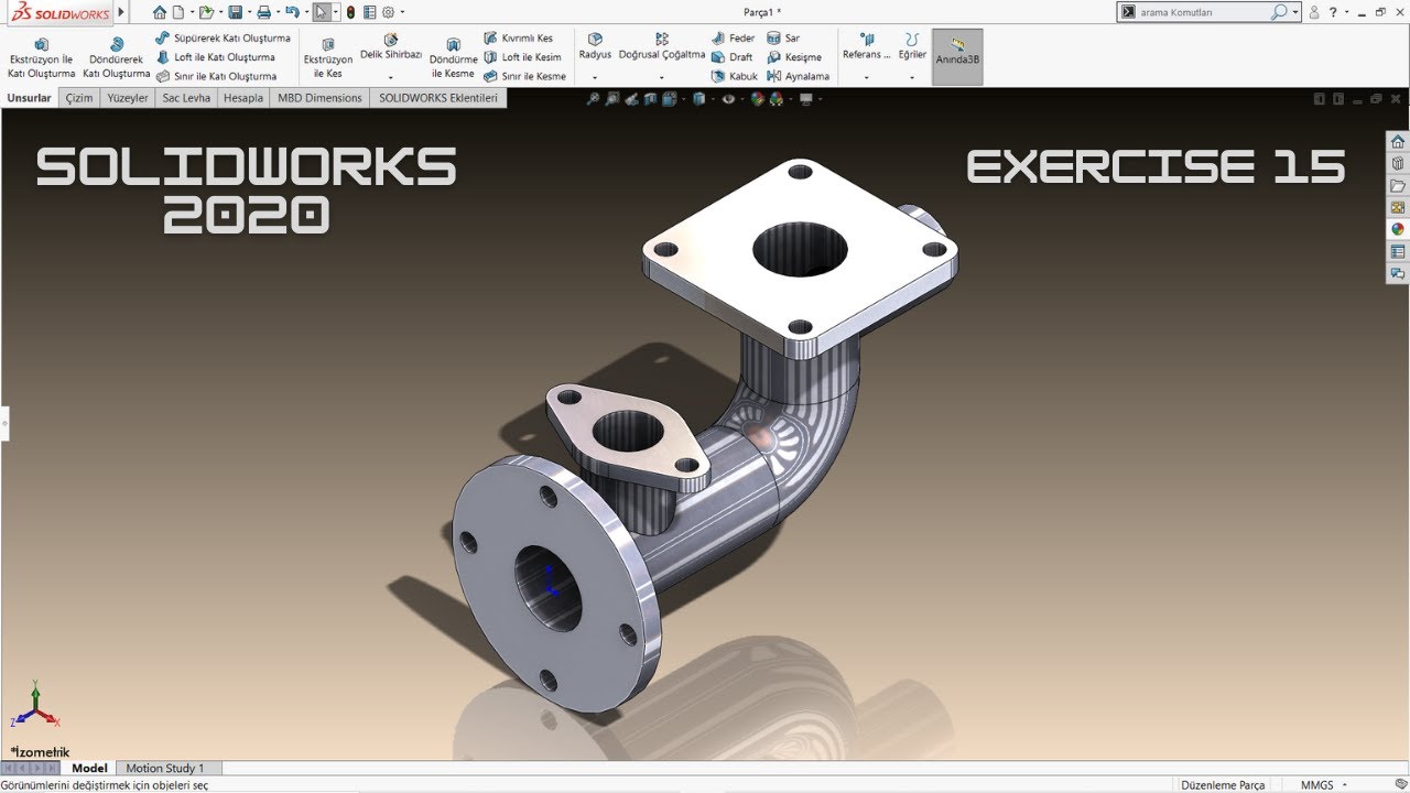 Solidworks Flanşlı Dirsek Çizimi | Solidworks Elbow with Flanges | Codo ...