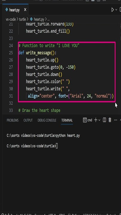 Amazing Python turtle ️ shape & "I LOVE YOU" #shorts #python3 #python #pythonturtle - YouTube