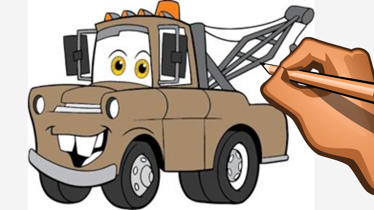 How to draw and color MATER from PIXAR CARS / Easy drawing for kids ...