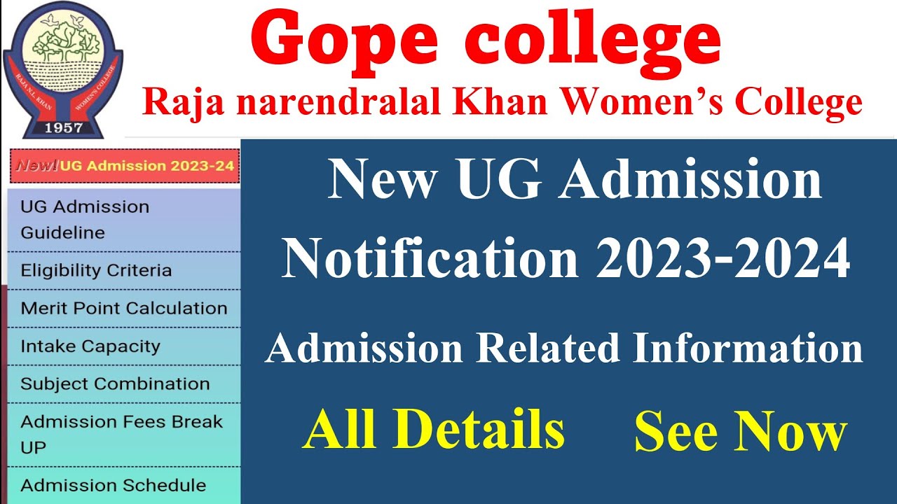 New UG Admission 2023 // Gope College // Raja Narendralal Khan Women's ...