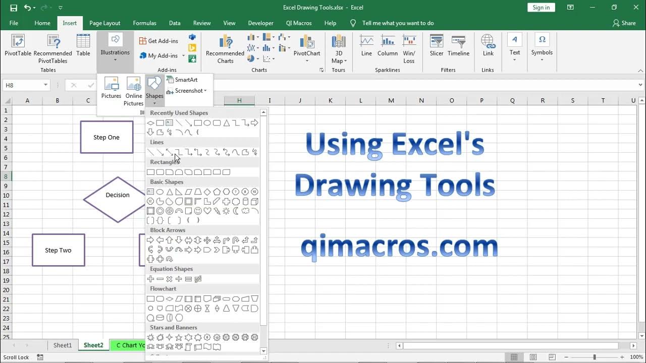 Using Drawing Tools in Excel - YouTube