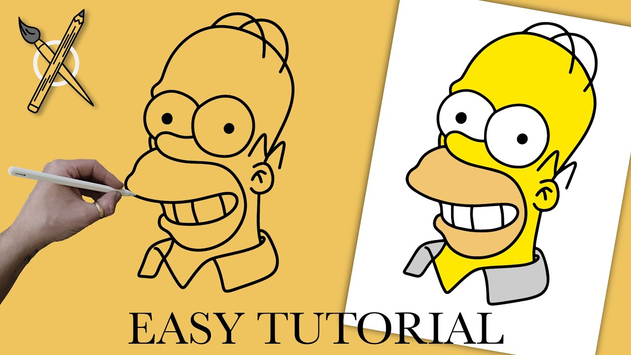 HOW TO DRAW HOMER SIMPSON FROM THE SIMPSONS! EASY STEP BY STEP TUTORIAL ...