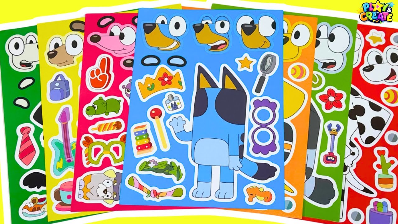 Bluey Theme Stickers - DIY Make a Face - Bluey Español - YouTube
