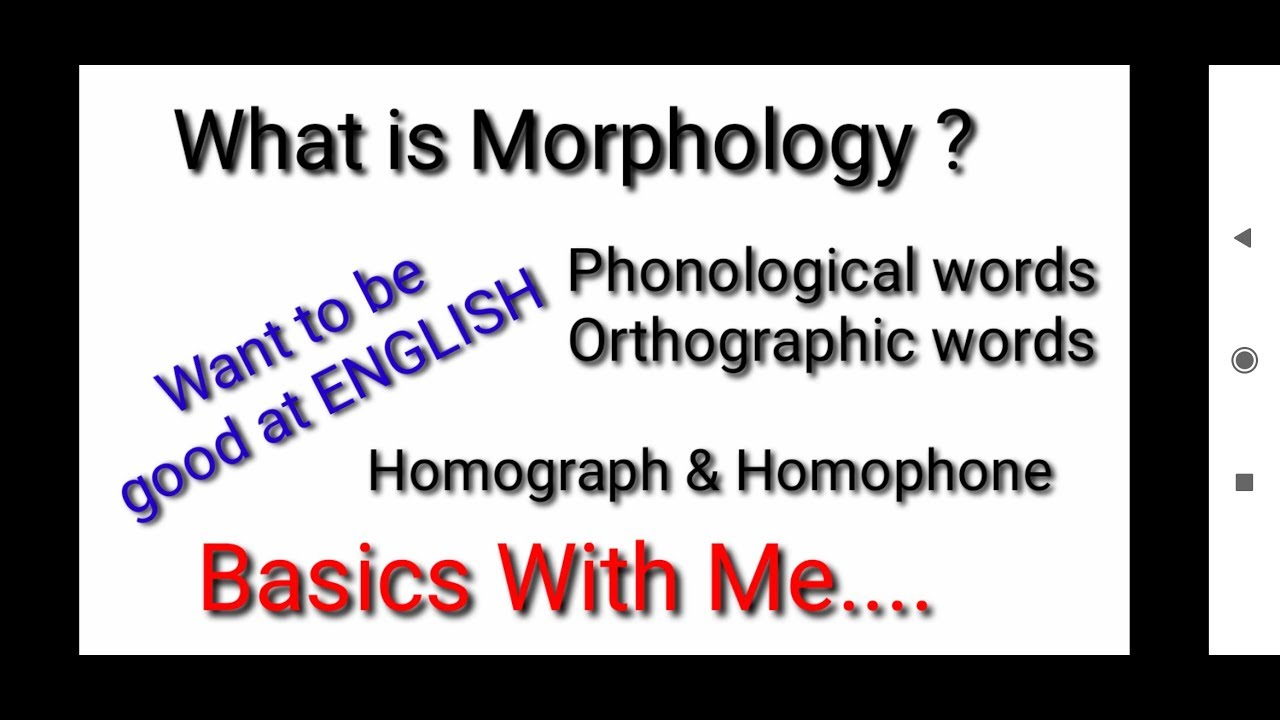 What is Morphology, Phonological and Orthographic words with examples ...