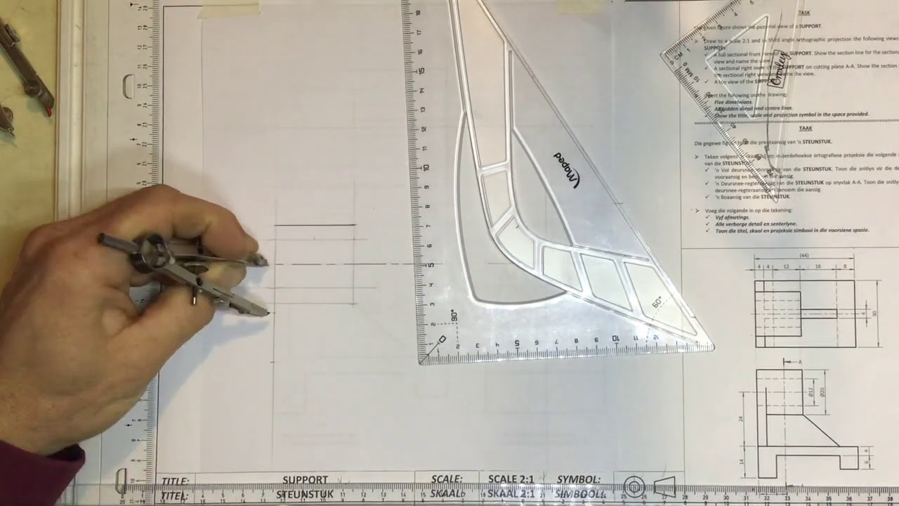 Mechanical drawing sectional front - YouTube