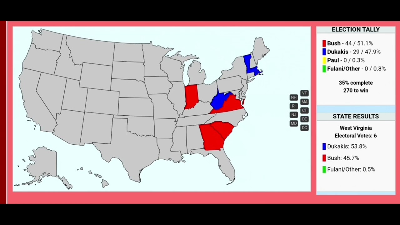 1988 Dukakis vs Bush | Dukakis Landslide - YouTube