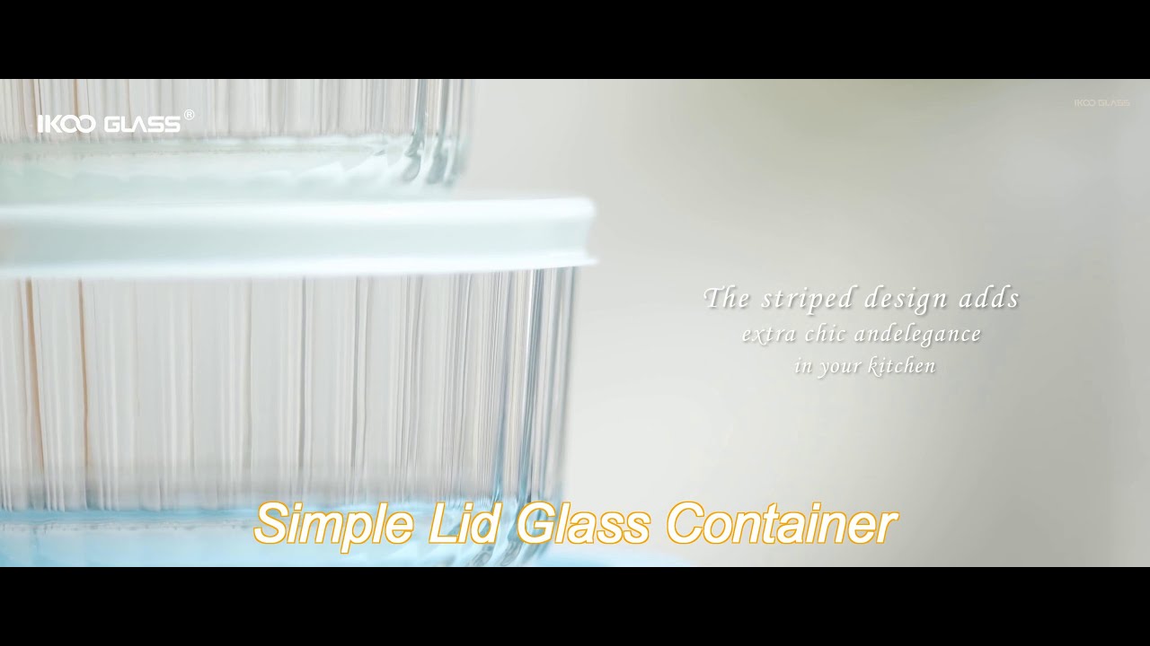 lightweight striped borosilicate glass food container with simply store ...
