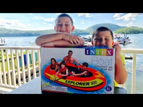 Unboxing Video! Boys 1st Boat! Intex Explorer 300, Inflatable Raft ...