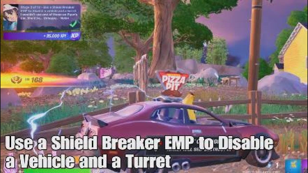Use a Shield Breaker EMP to Disable a Vehicle and a Turret - Fortnite ...