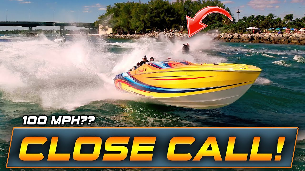 POWERBOATS ALMOST CRUSH JETSKI AT HAULOVER INLET !! | HAULOVER BOATS ...