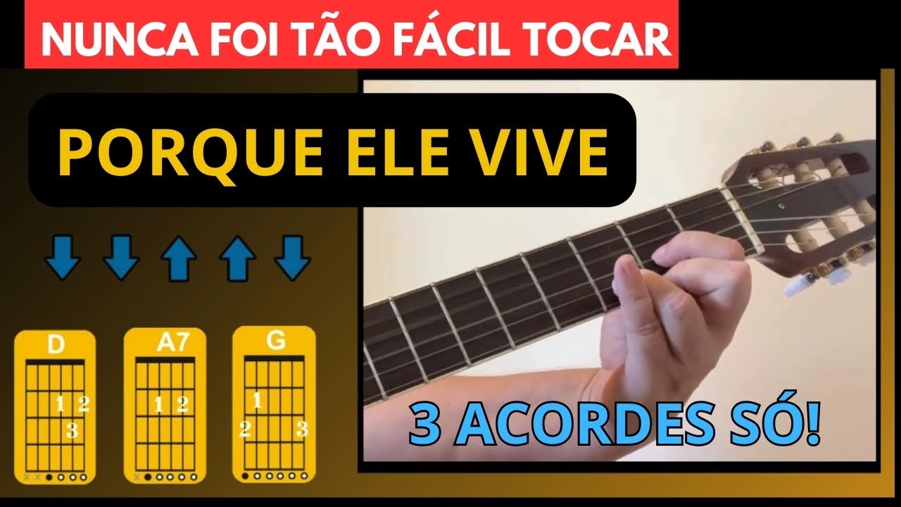 Como Tocar PORQUE ELE VIVE com 3 ACORDES - Aula de Violão Gospel Para ...
