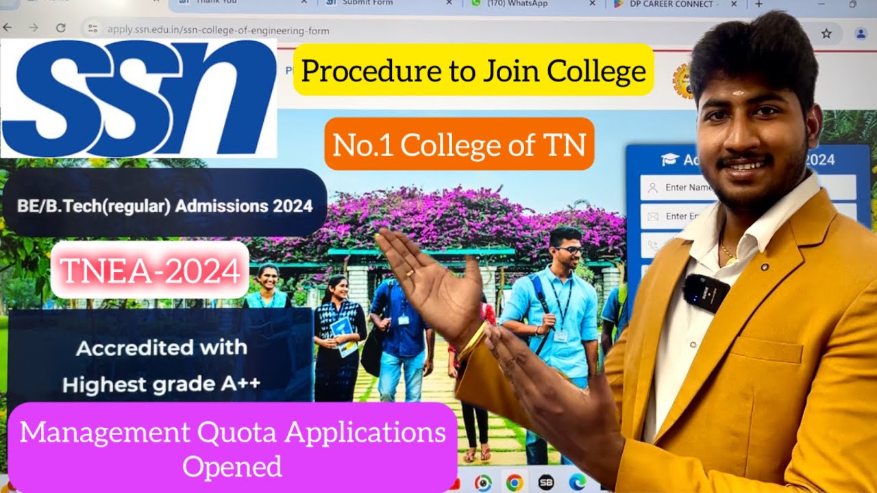 SSN College Management Quota Application Opened|How to Apply|Live Demo ...
