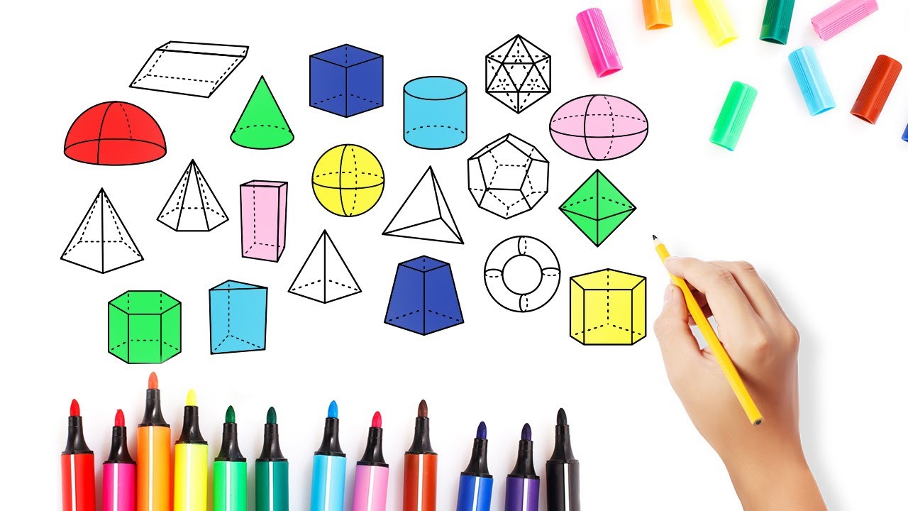 Result all 3d Geometric shapes , Painting and Colouring for Kids ...