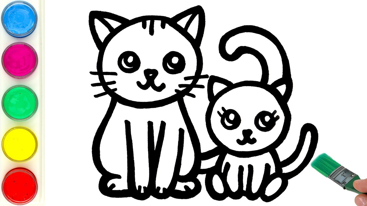 Cats Picture Drawing, Painting, Coloring for Kids and Toddlers | Learn ...