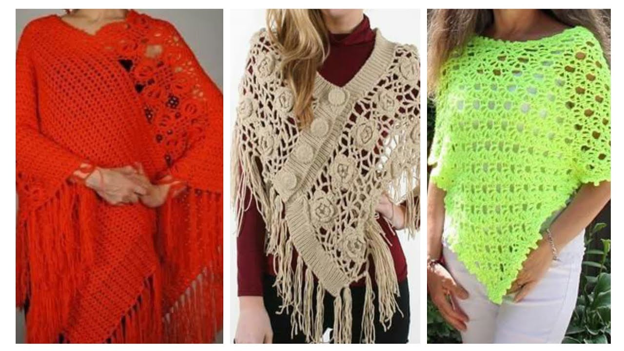 the most popular and outclass attractive crochet handknit V shape shawl ...
