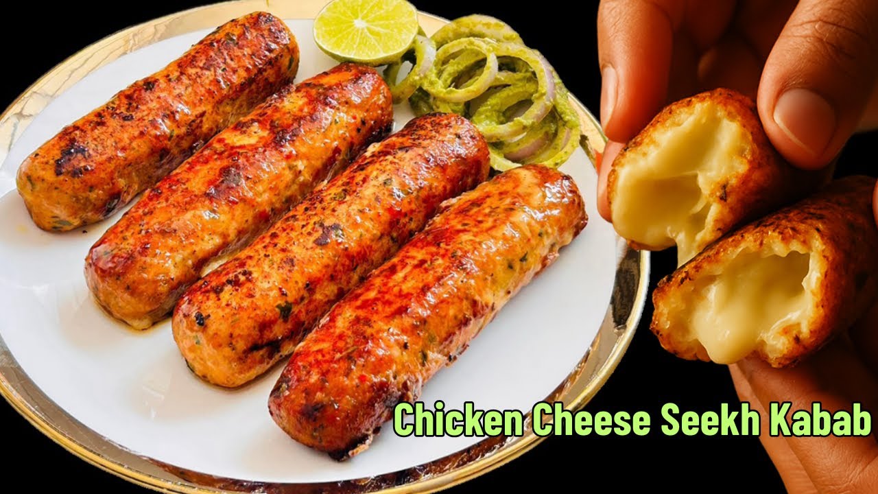 Quick & Easy Chicken Cheese Seekh Kabab Recipe | Delicious Cheese Kabab ...