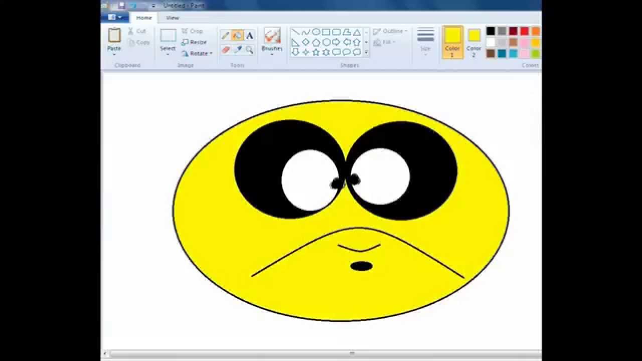 how to draw 3D sad smiley(ms paint) - YouTube