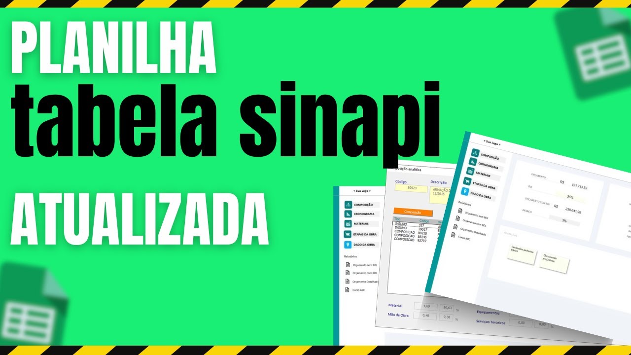 Planilha Tabela Sinapi Atualizada [Novo Modelo] - YouTube