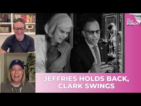 Hakeem Jeffries holds back, Katherine Clark swings