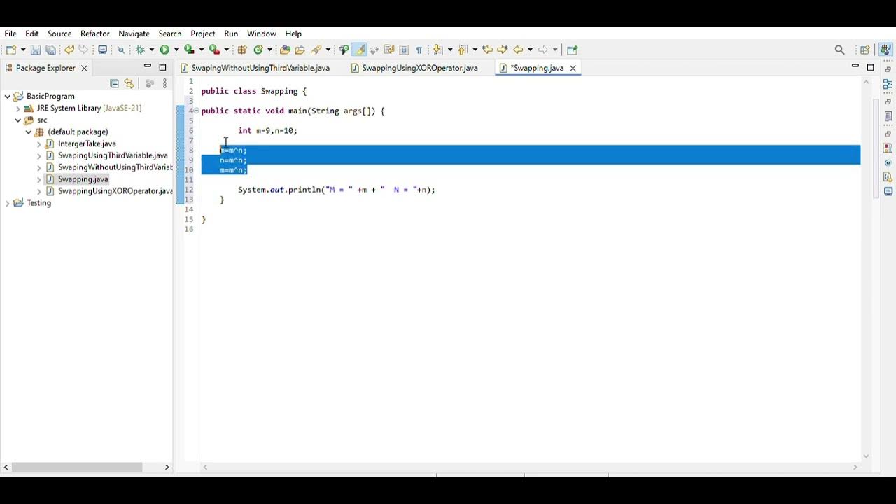 Swap number using arithmetic operators - YouTube