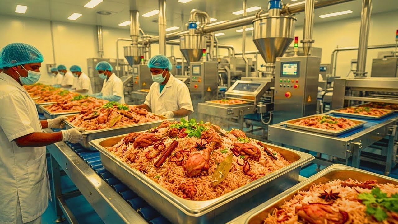 How Chicken Biryani is Made in a Factory | Mass Production Process ...