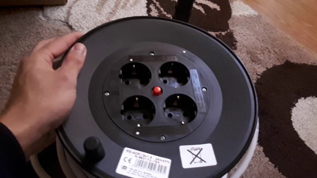 Derulator cablu electric N-96317 PD-4CP, 4 prize, 25 m, 3×1.5 mmp - YouTube