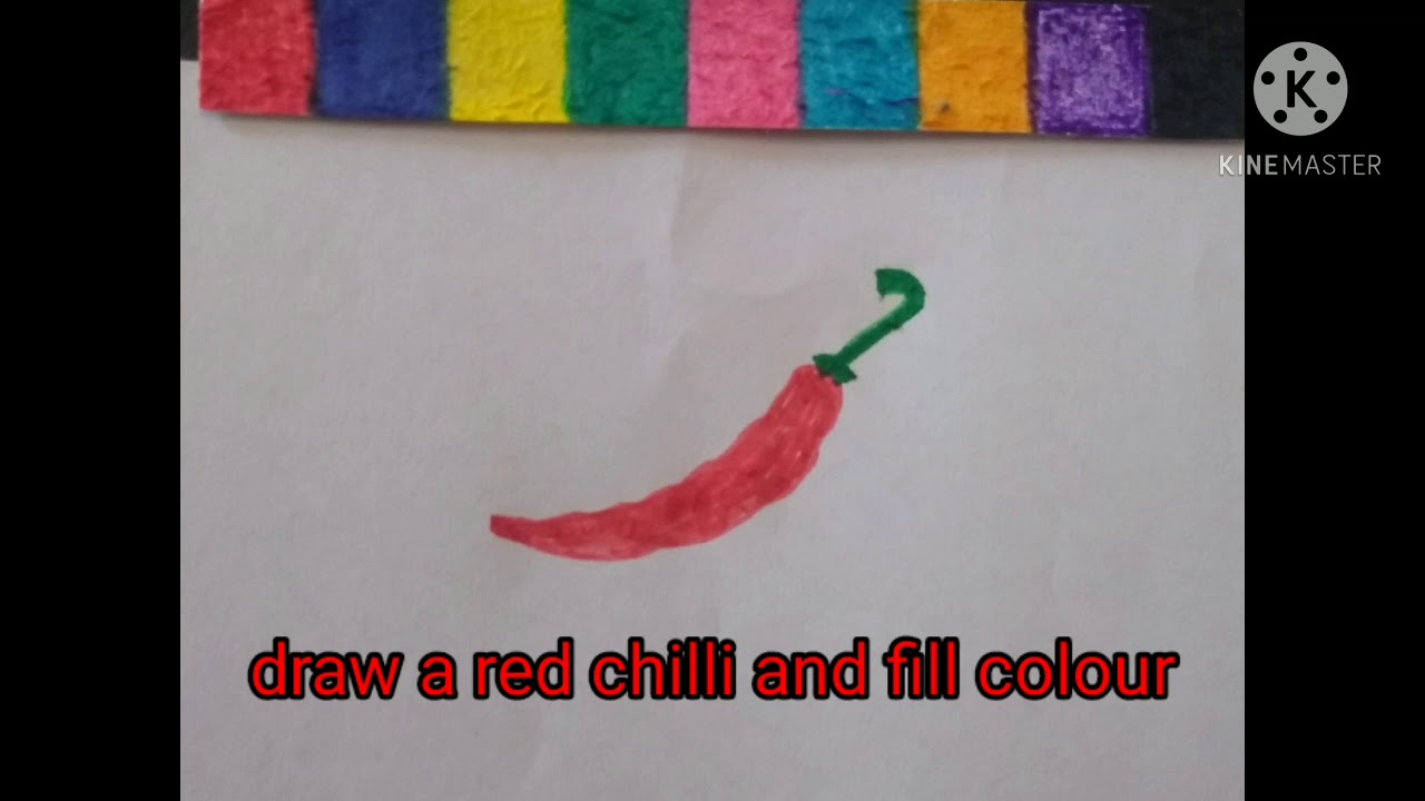 draw a red chilli and fill colour November 19'2020 - YouTube