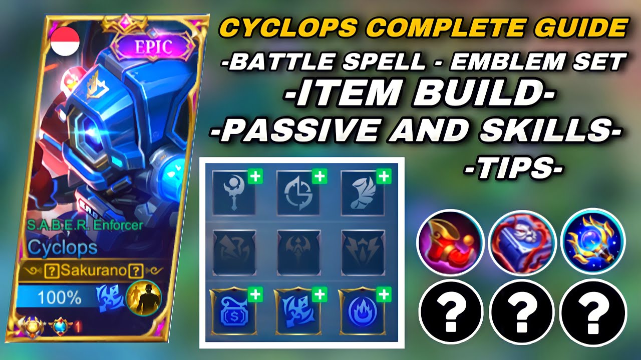 CYCLOPS COMPLETE GUIDE! | CYCLOPS TUTORIAL | BEST BUILD, EMBLEM, COMBO ...
