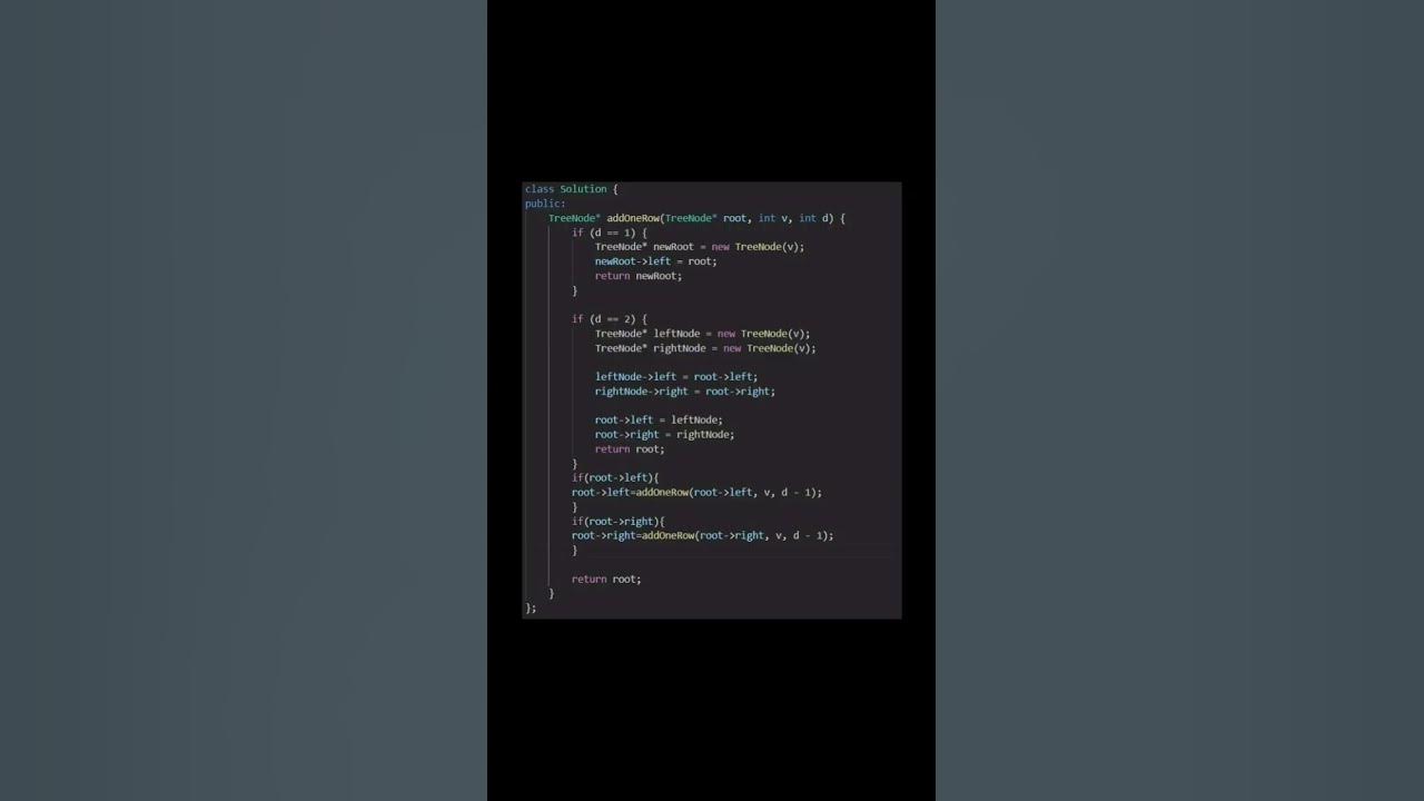 623 Add One Row To Tree Coding Codingandprogramming Leetcode Dsa Youtube