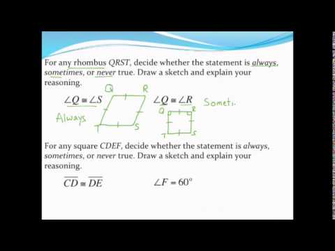 Always/Sometimes/Never statements about properties of quadrilaterals ...