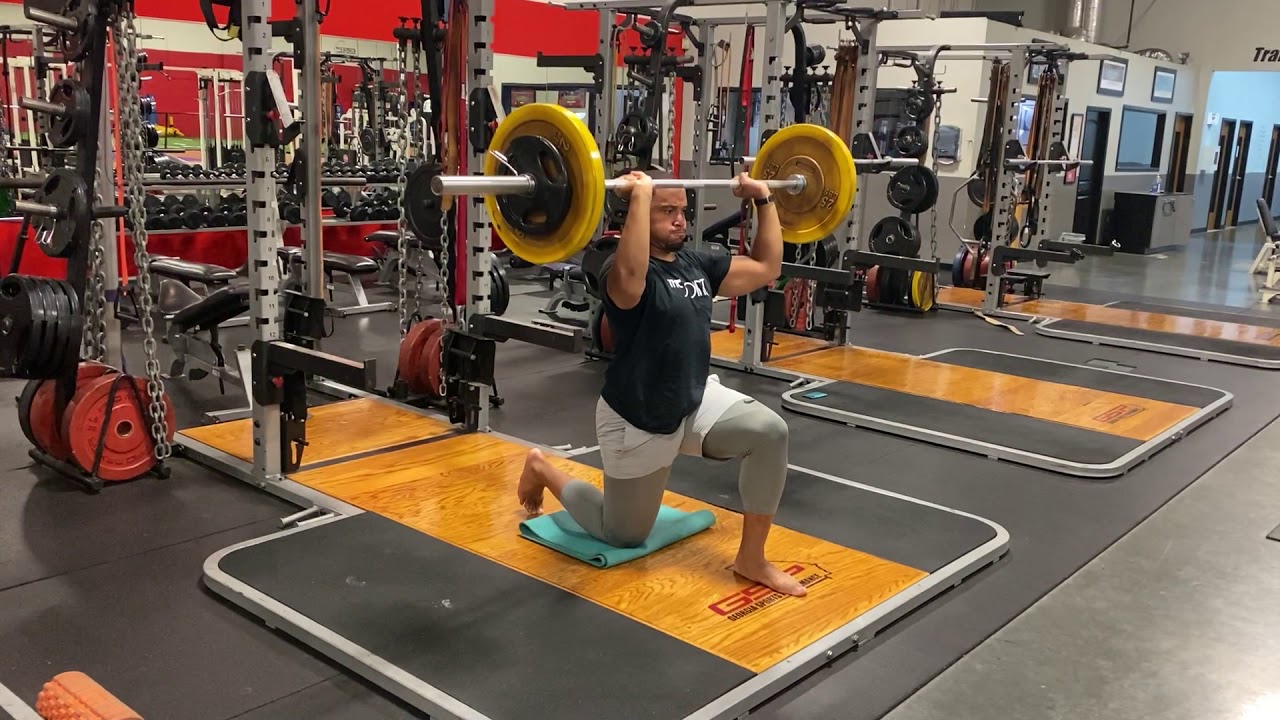 Half Kneeling Overhead Barbell Press with 90 Degree Eccentric ...