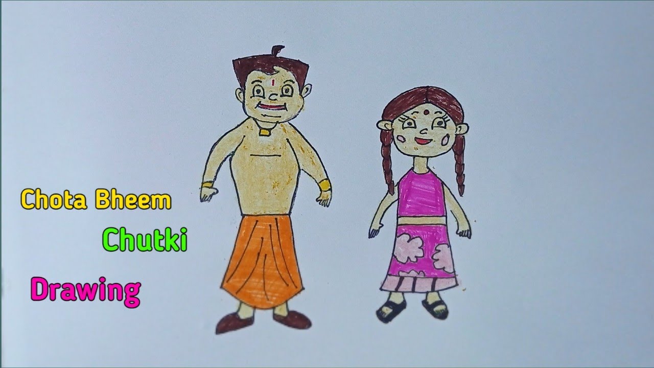 how to draw chhota bheem and chutki || chota bheem chutki drawing# ...