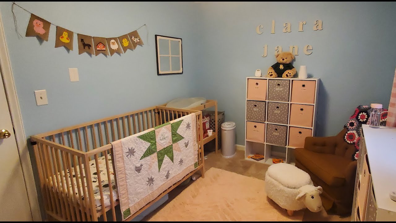 Farm themed nursery for baby girl - YouTube