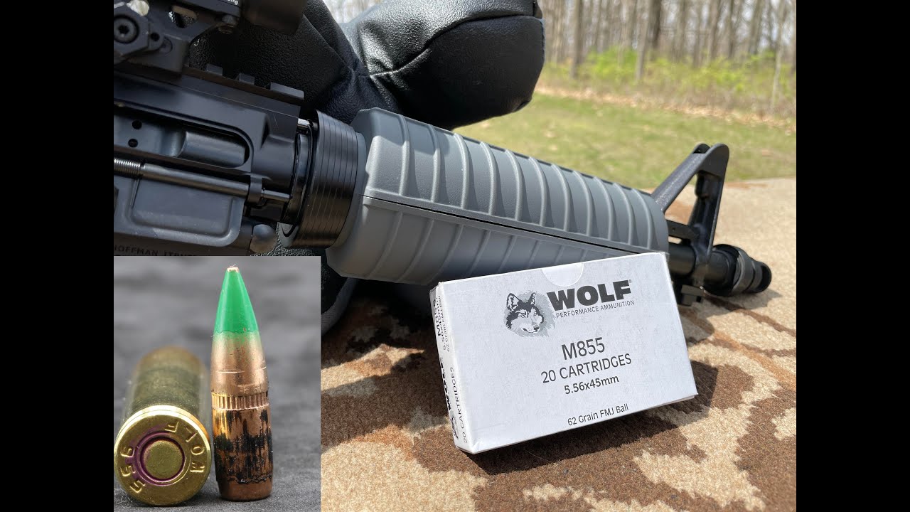 5.56x45mm, 62gr FMJ, M855/SS109 Wolf White Box - YouTube