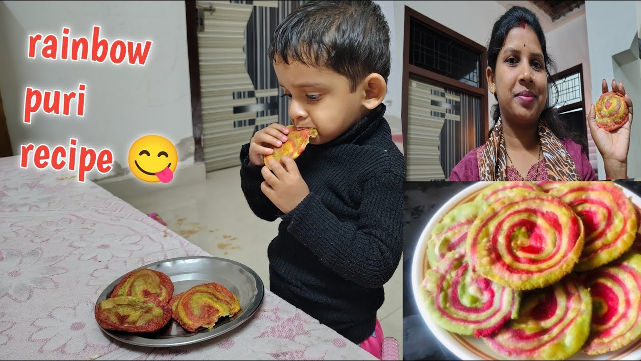 how to make a rainbow puri recipe 😋 ! #purirecipe #youtubevideo # ...