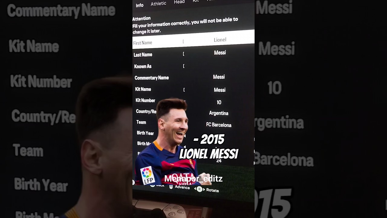 2015 Lionel Messi in eafc #messi #eafc #tutorial #createplayer #capcut ...
